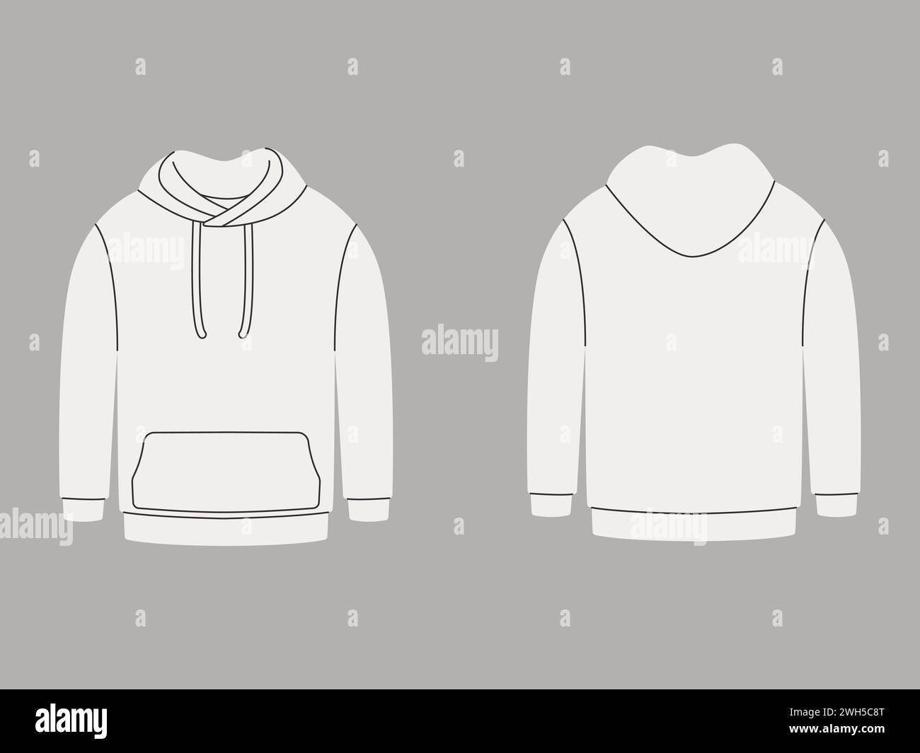 white color jacket hoodie front and back view long sleeve garment ...