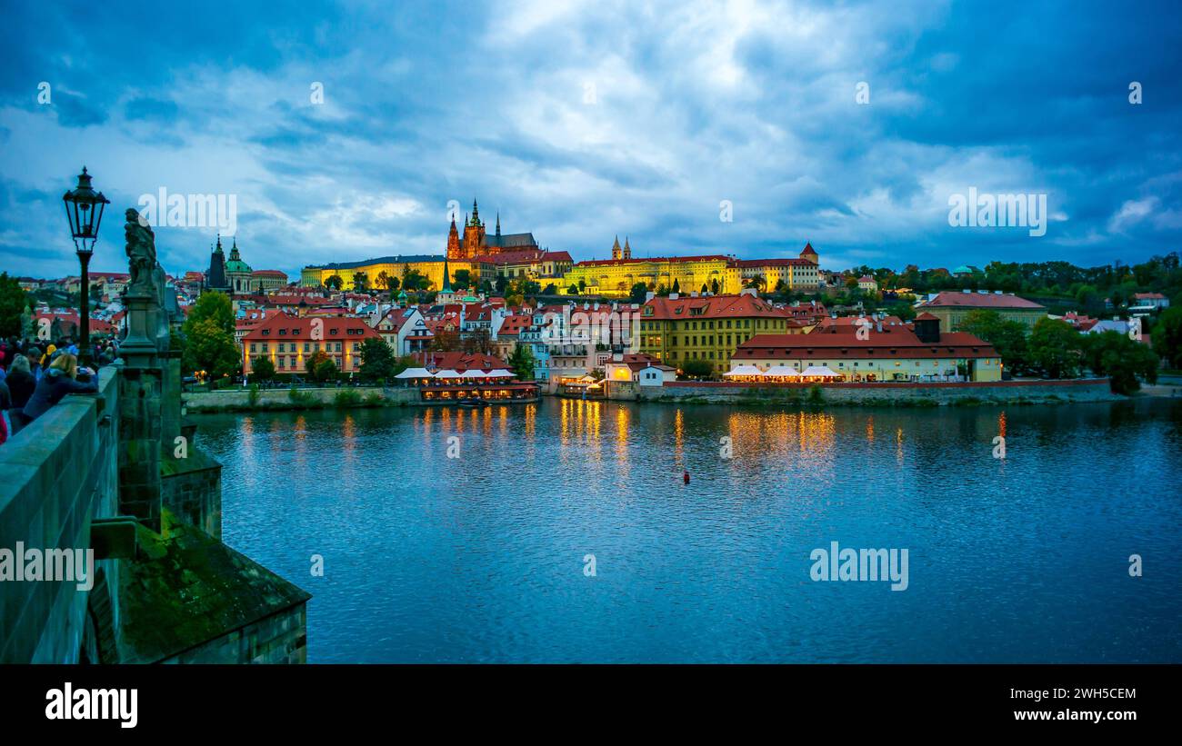 Praha, Czech Republic, 26 oct 2023, view from charles bridge to the ...