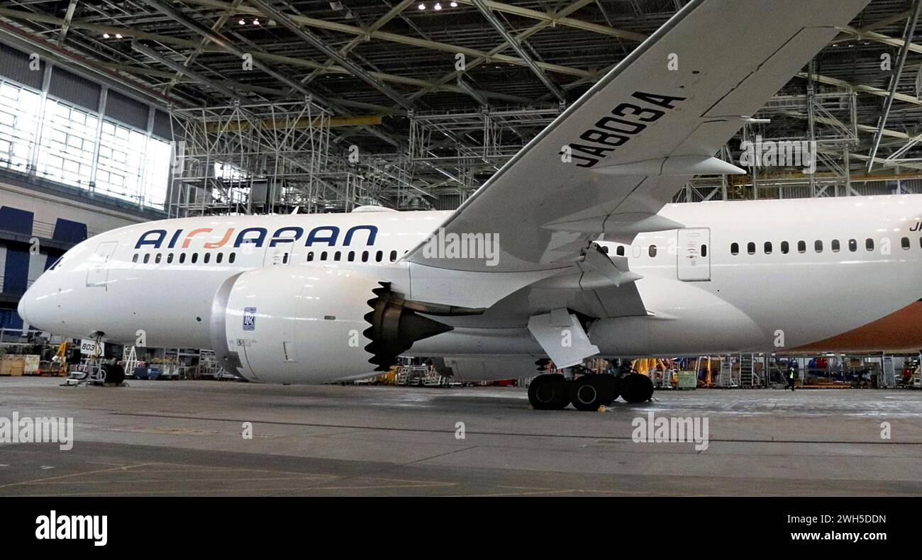 A photo shows an aircraft of AirJapan in Narita City, Chiba Prefecture ...