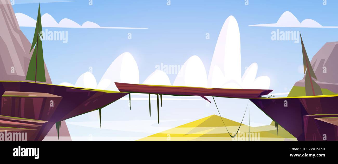 Summer day natural landscape with cliff edges over high dangerous chasm ...