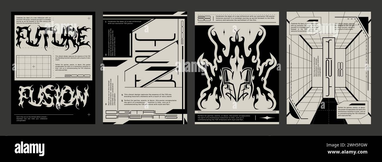 Poster design template in y2k aesthetic with abstract tribal elements ...