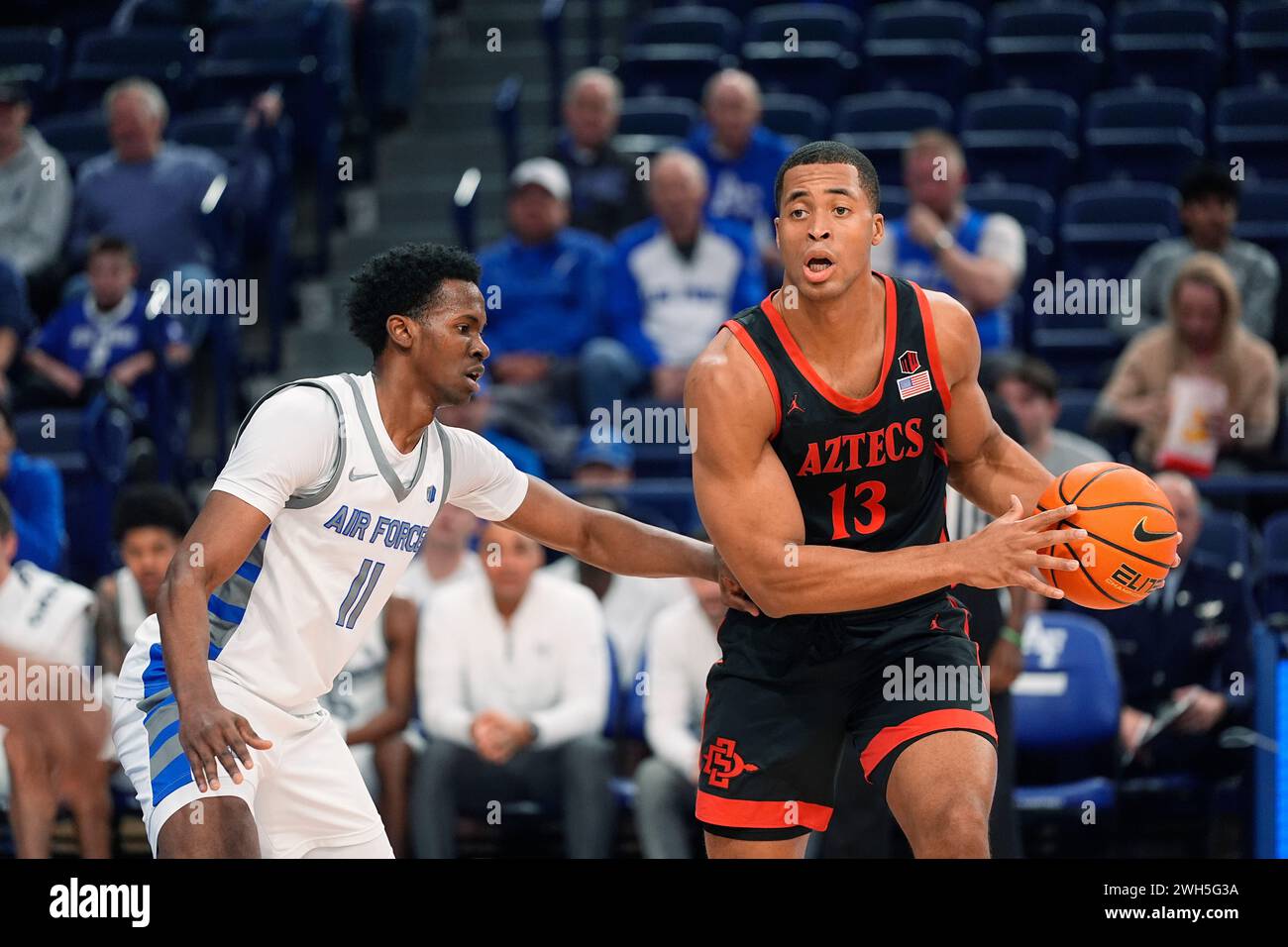 San Diego State forward Jaedon LeDee (13) and Air Force guard Byron ...