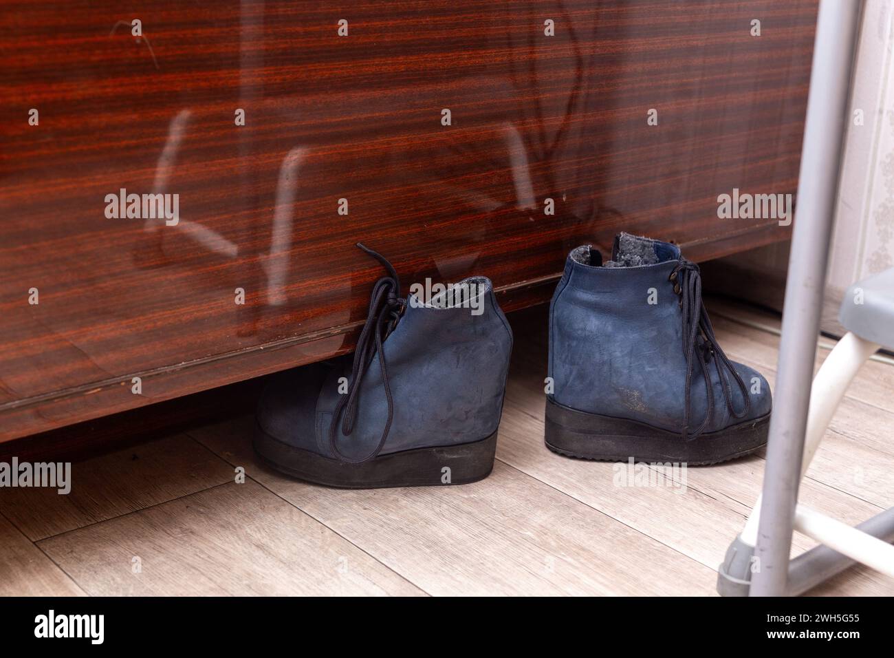 Shoes made to order for a person with a congenital disability. The ...