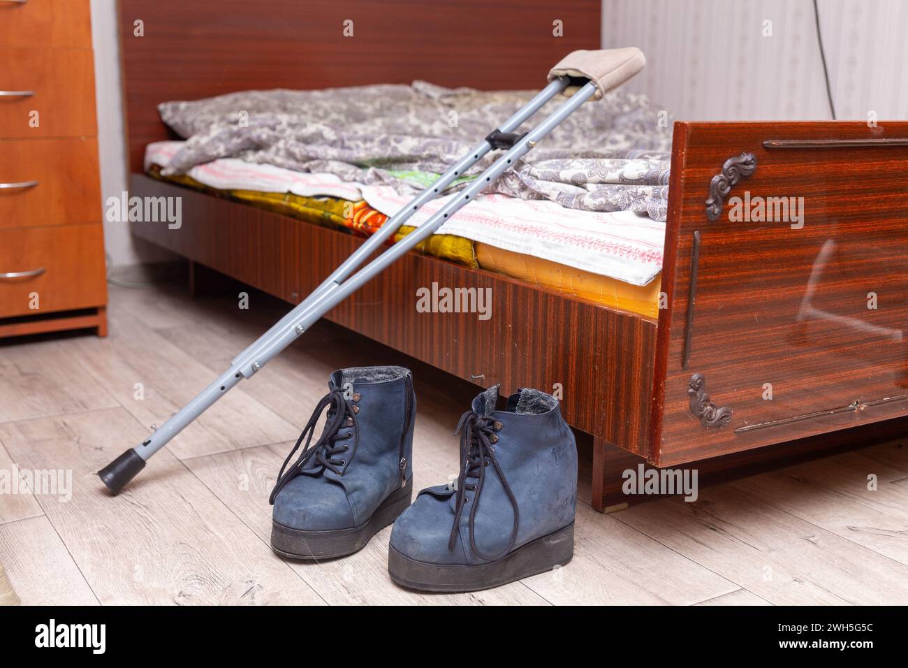 Shoes made to order for a person with a congenital disability. The ...