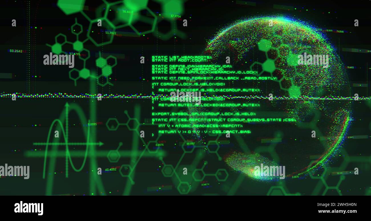Animation globe over scientific data hi-res stock photography and ...