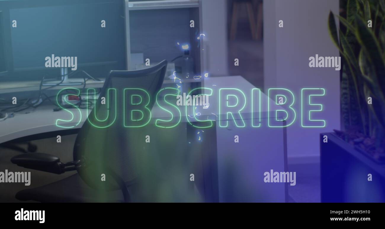 Image of subscribe over empty office Stock Photo - Alamy
