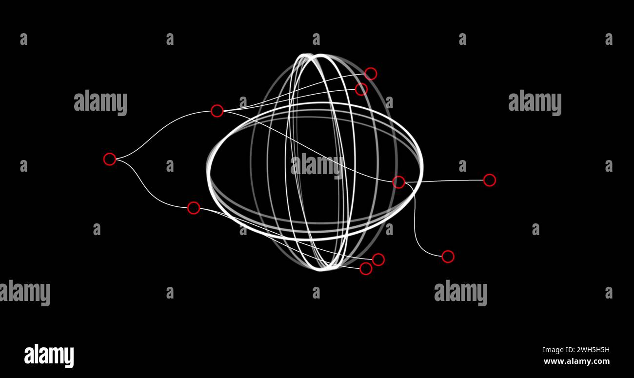 Image of connections and moving circles on black background Stock Photo ...