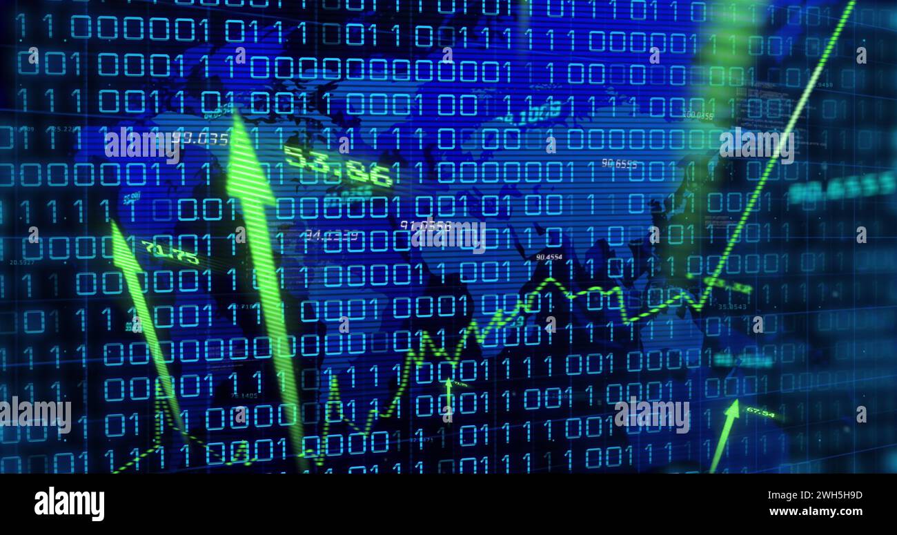 Image of data processing over world map Stock Photo - Alamy