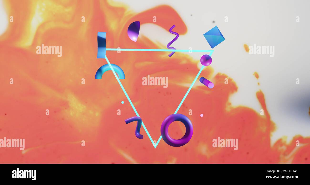 Image of moving shapes and stains on white background Stock Photo - Alamy