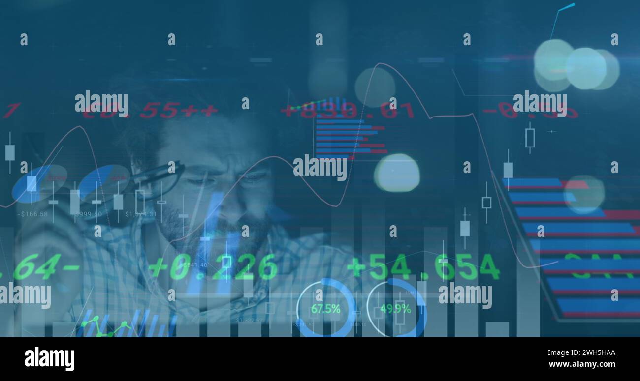 Animation data processing over businesspeople hi-res stock photography ...