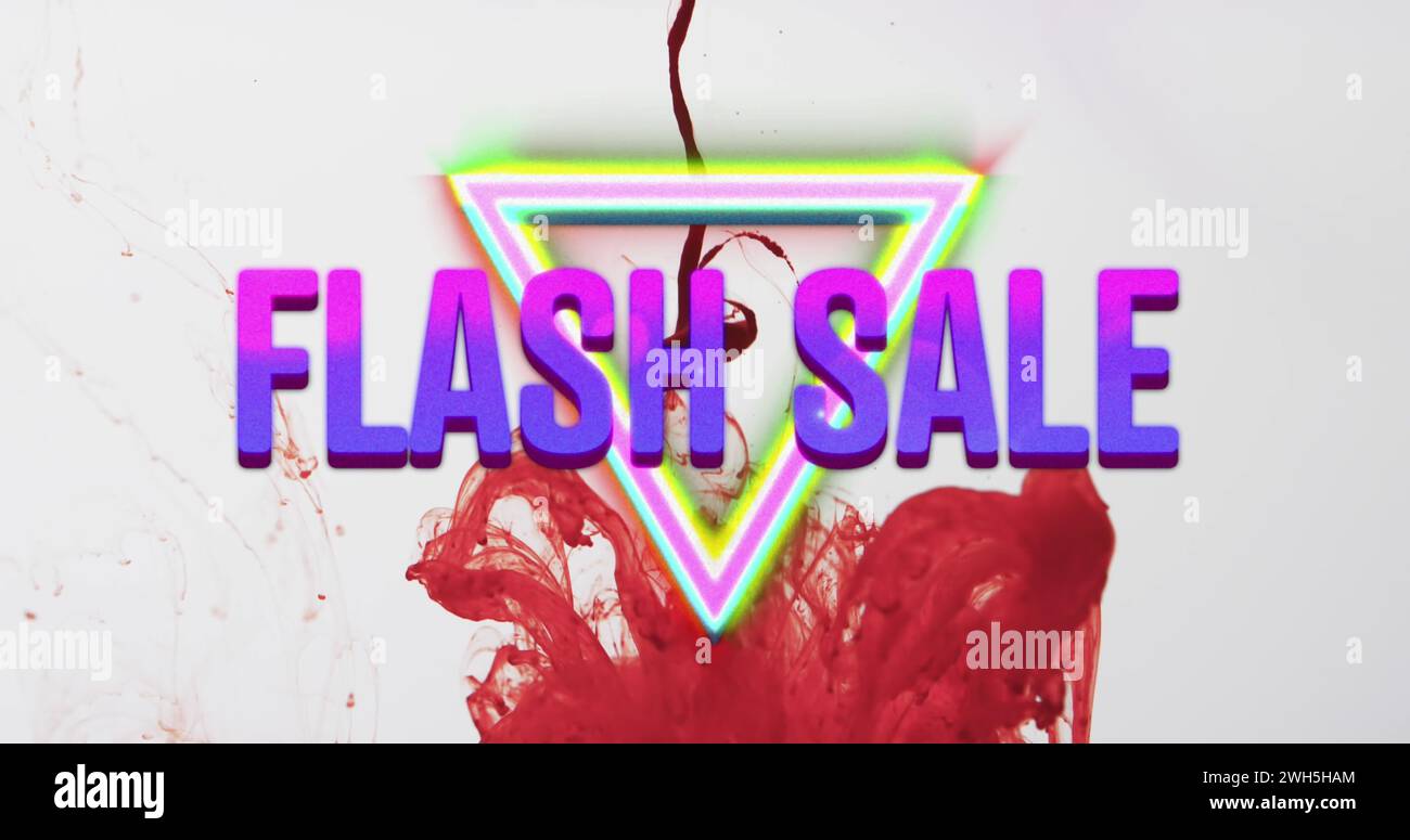 Image of flash sale text over red liquid on white background Stock ...