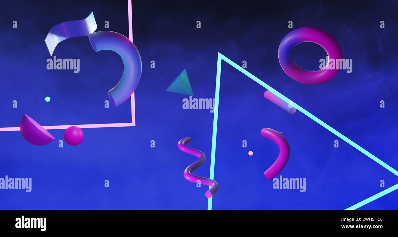 Image of moving shapes on black background Stock Photo - Alamy