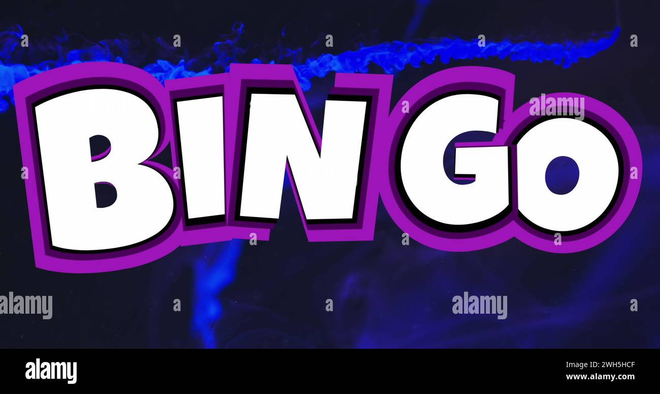 Image of blue shapes and bingo text on black background Stock Photo - Alamy