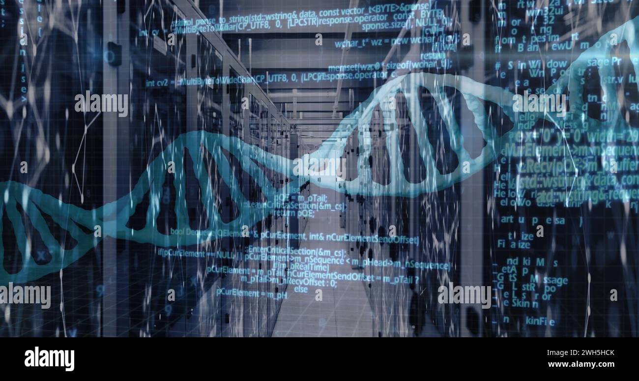 Image of medical data processing over server room Stock Photo - Alamy