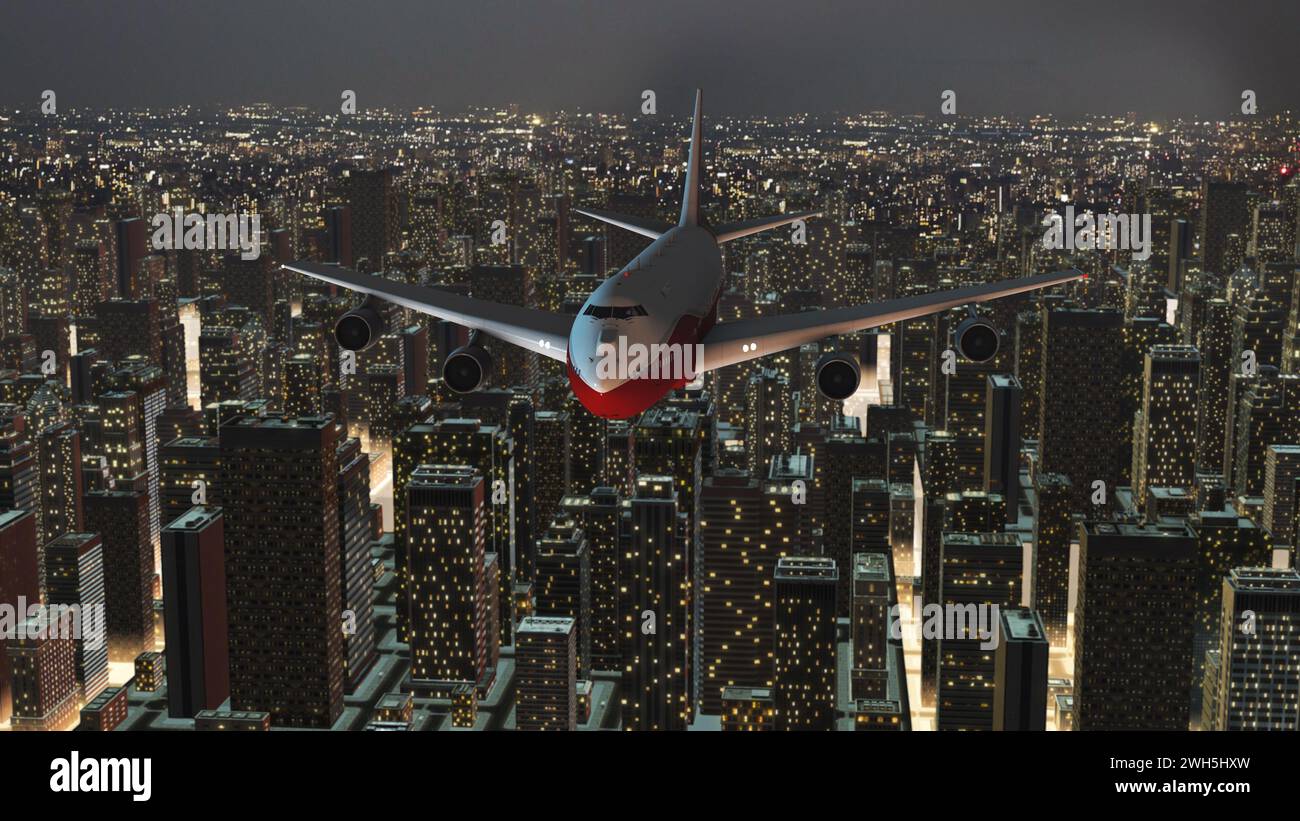 Aeroplane flying night hi-res stock photography and images - Alamy