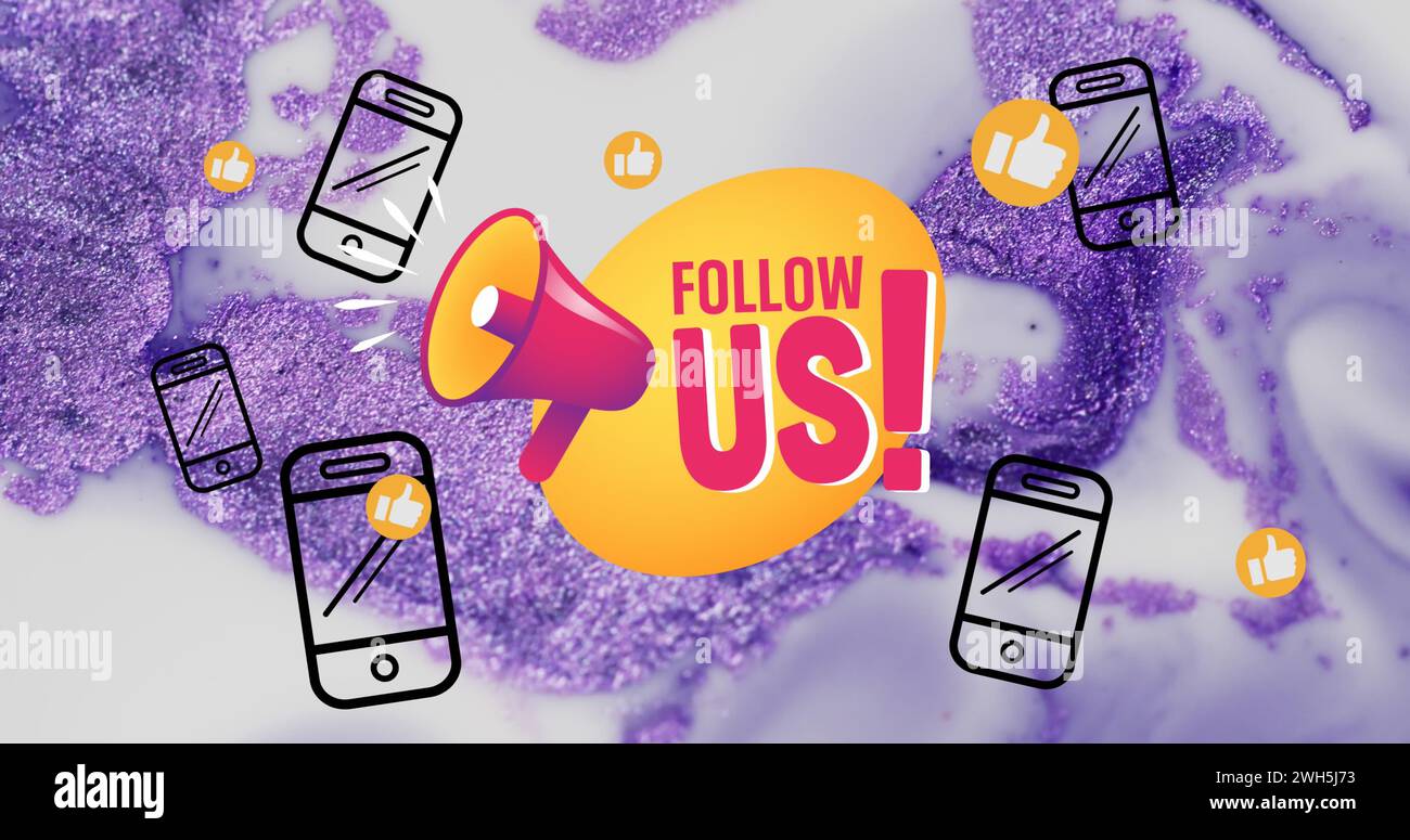 Animation follow us text social hi-res stock photography and images - Alamy
