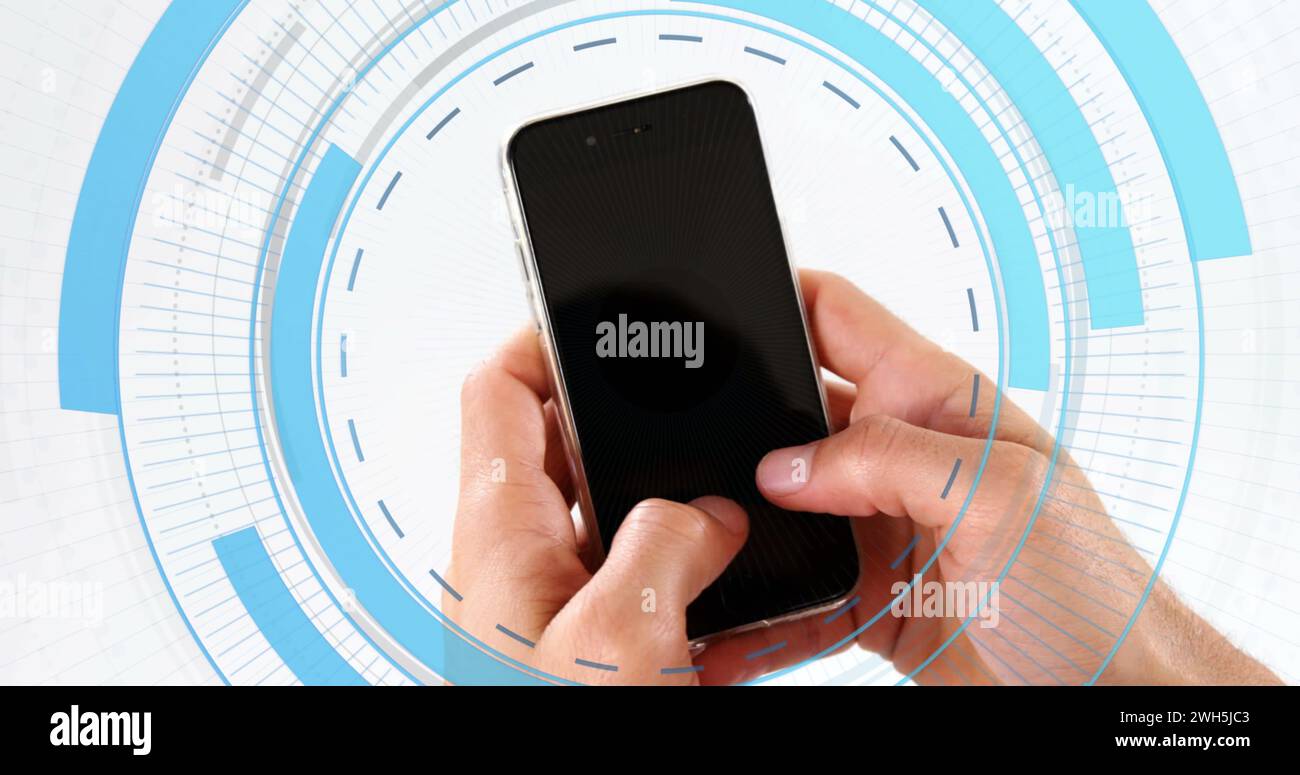 Animation processing circle over caucasian hi-res stock photography and ...