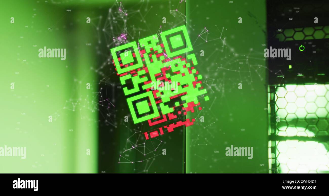 Animation qr code over network hi-res stock photography and images - Alamy