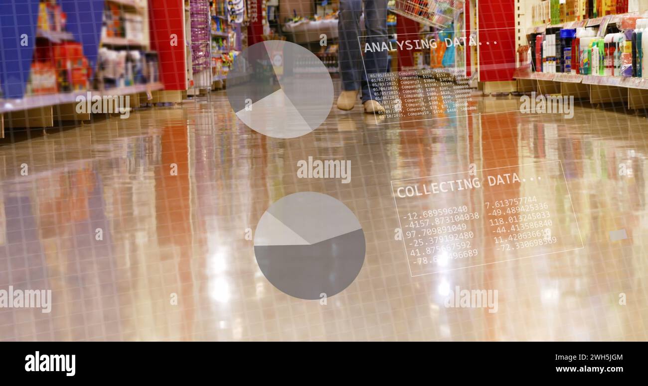 Image of statistics and data processing supermarket Stock Photo - Alamy