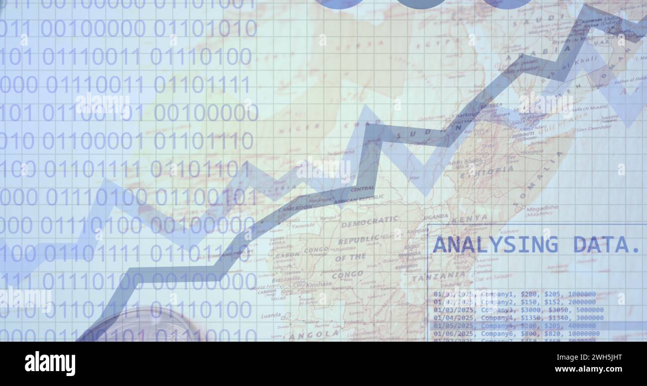 Image of statistics and data processing over map of africa Stock Photo ...