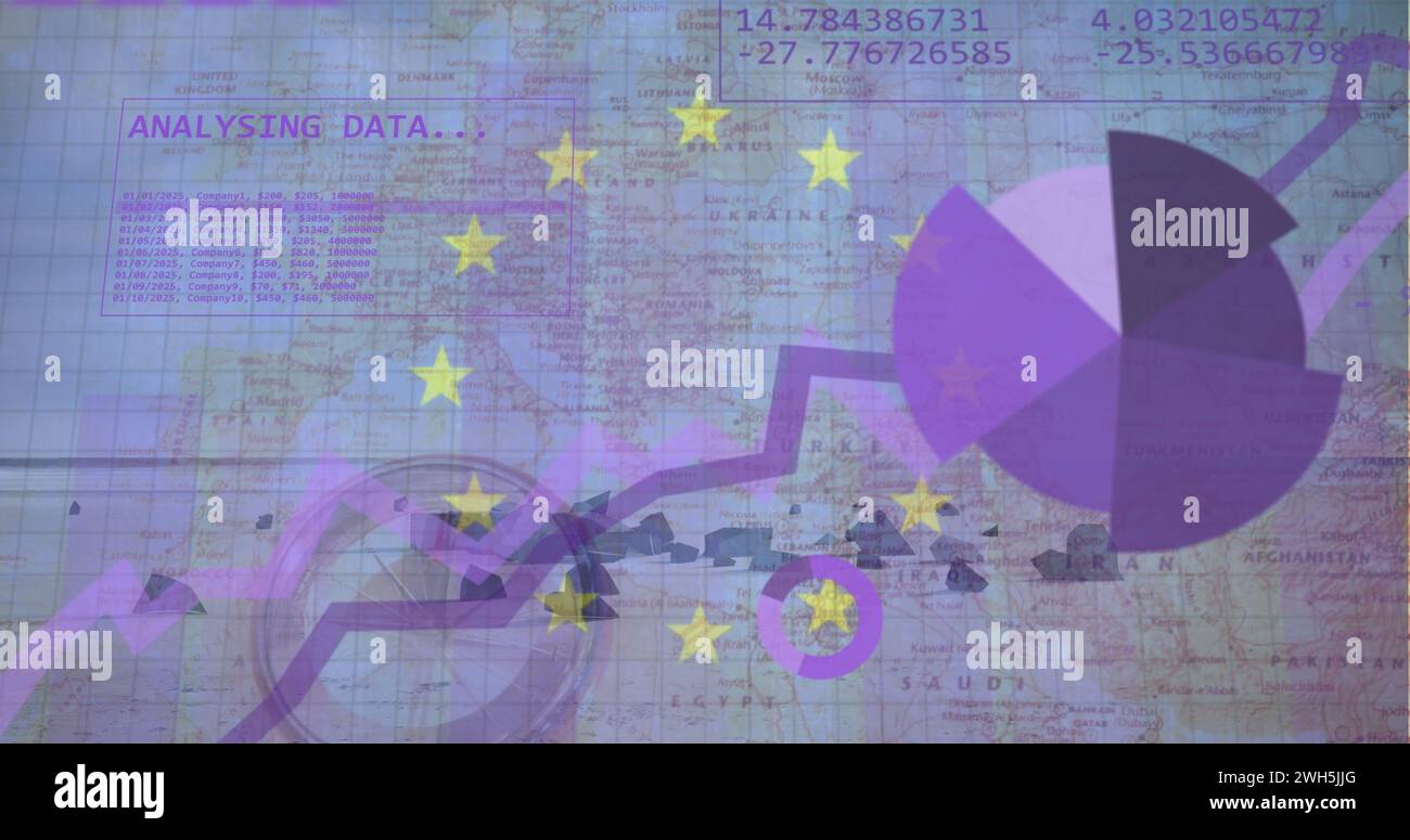Image of statistics and data processing over map of europe Stock Photo ...