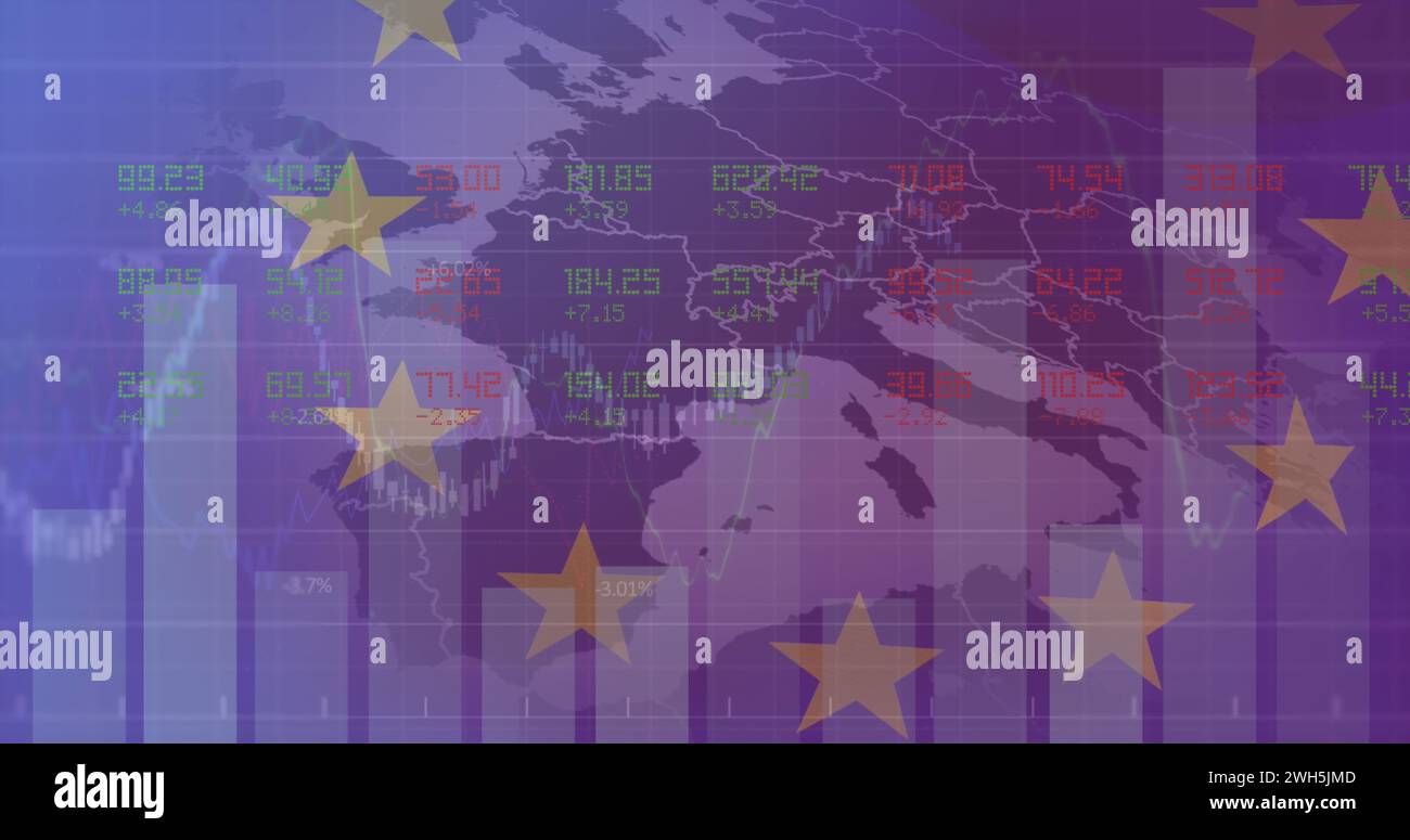 Image of statistics and data processing over map of europe Stock Photo ...