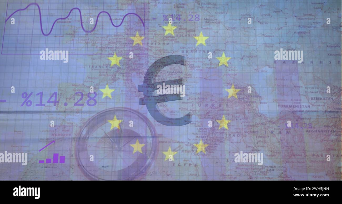 Image of statistics and data processing over map of europe Stock Photo ...