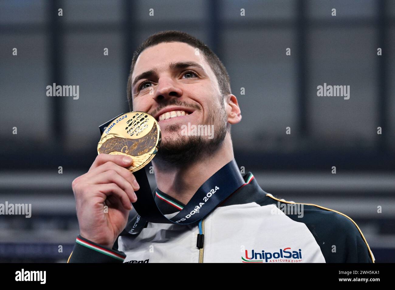 Doha, Qatar. 7th Feb, 2024. Gold medalist Giorgio Minisini of Italy ...