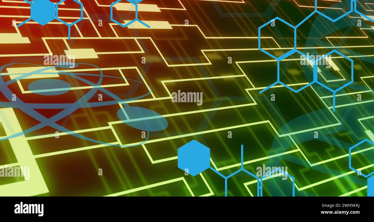 Image of shapes over network of connections Stock Photo - Alamy