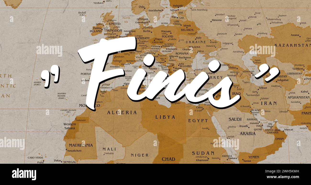 Digital image of a white Finis sign appearing in the screen while ...