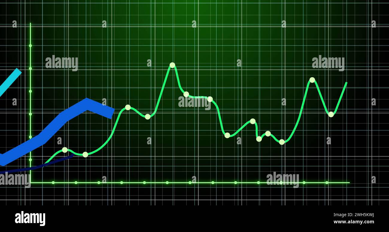 Image of graphs over dark green background Stock Photo - Alamy