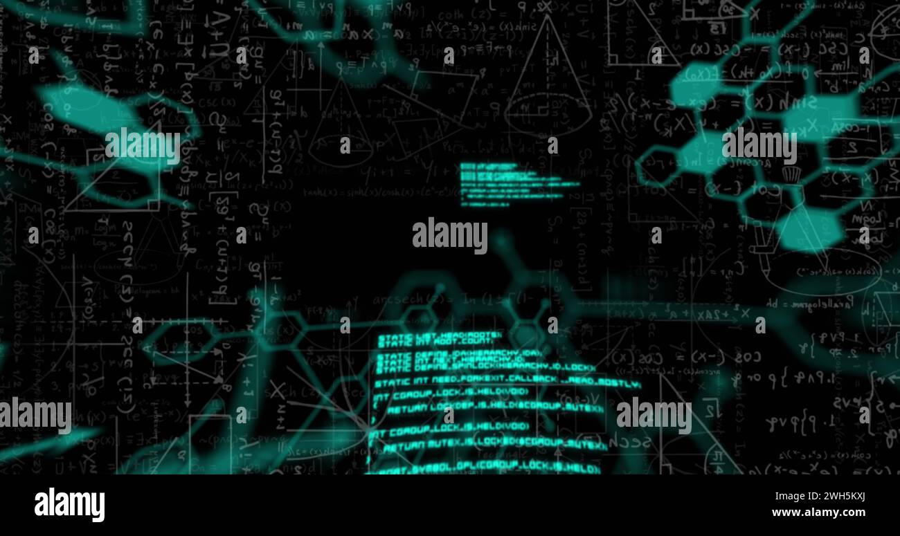 Image of scientific data processing over mathematical equations on ...