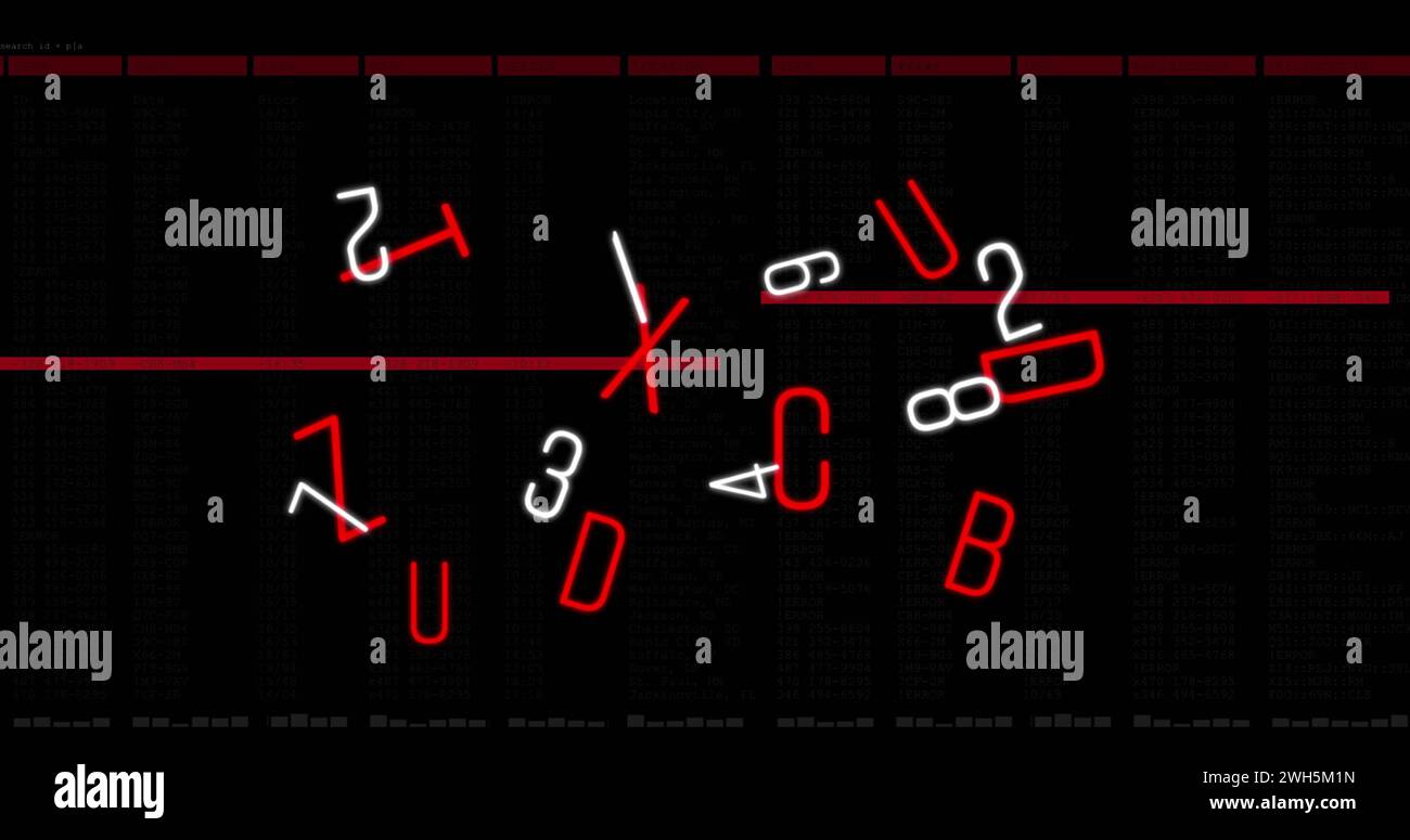 Image of floating numbers and letters on black background Stock Photo ...