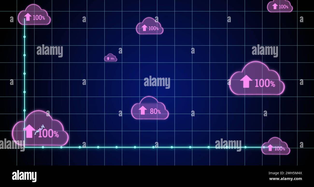 Image of graphs and clouds over navy background Stock Photo - Alamy