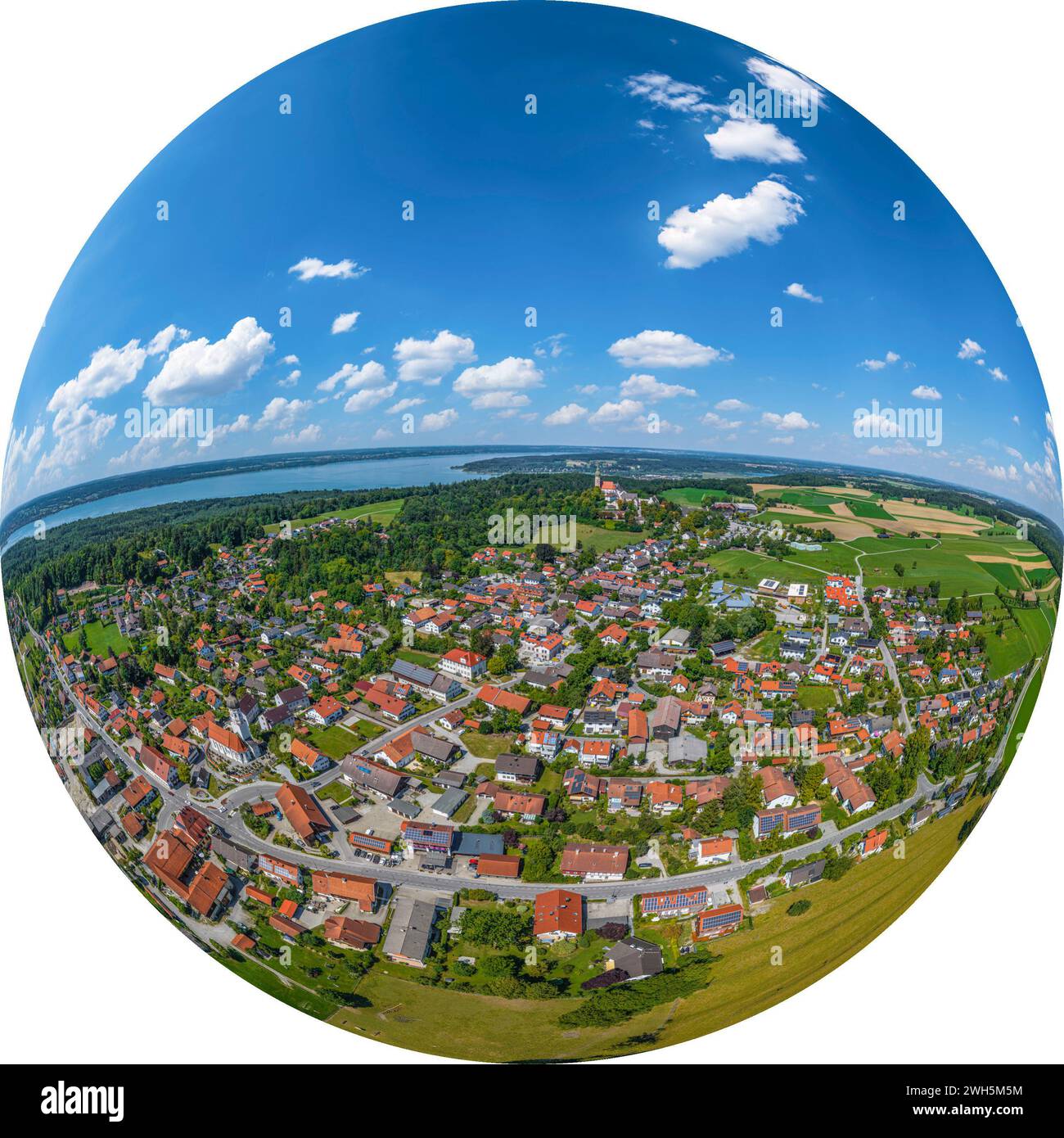 View of the municipality of Erling near Andechs Monastery on Lake ...