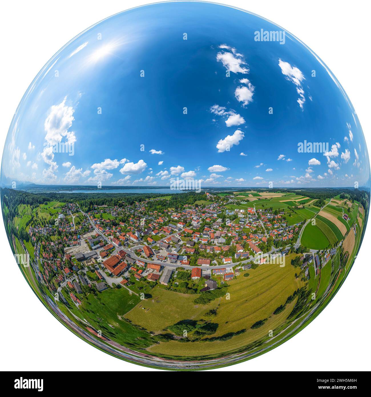 View of the municipality of Erling near Andechs Monastery on Lake ...