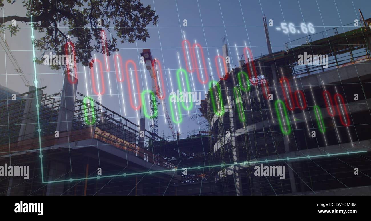 Image of graphs over construction site Stock Photo - Alamy