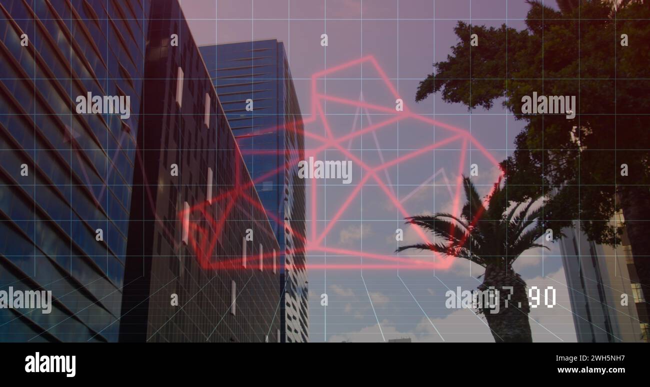 Image of graphs and bear head over cityscape Stock Photo - Alamy