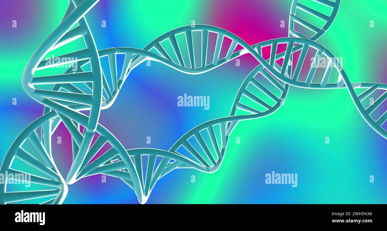 Image of dna strands spinning with glowing light trails background ...