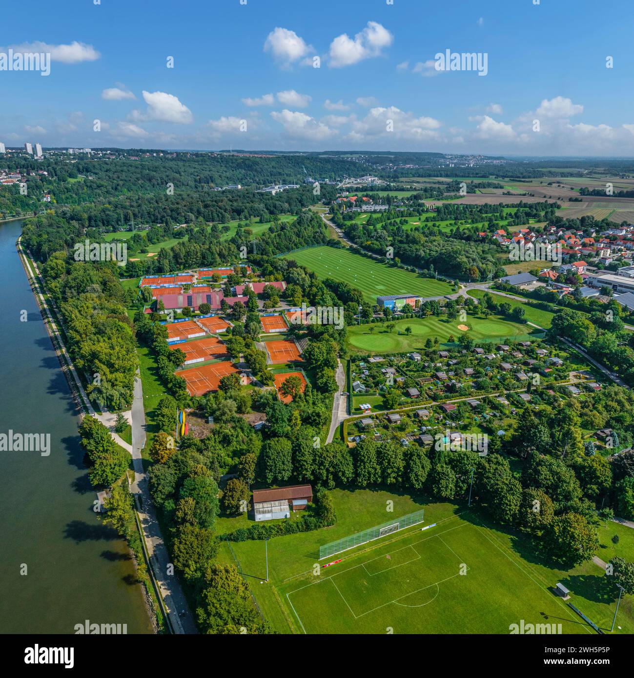 Ulm and Neu-Ulm around the Friedrichsau on the Danube from above Stock ...
