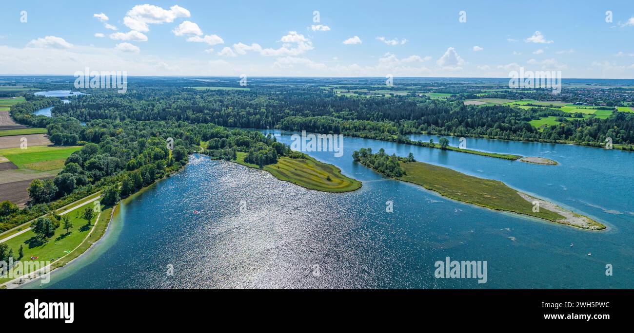 The Lech barrage 23, called Mandichosee in Lechfeld near Augsburg from ...
