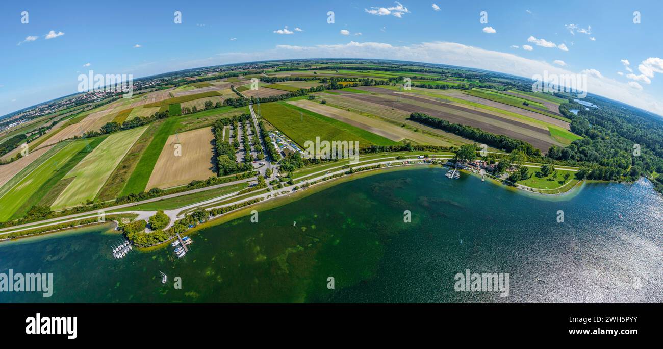 The Lech barrage 23, called Mandichosee in Lechfeld near Augsburg from ...
