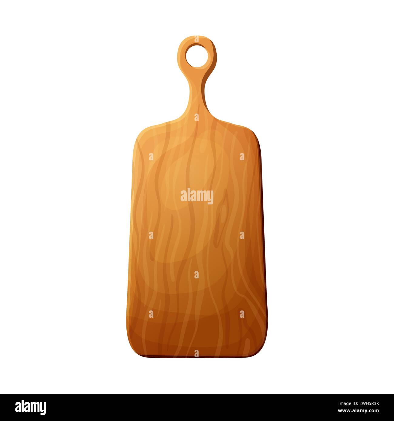 Cutting wooden board for chop, pizza and meat. Kitchen cartoon old ...