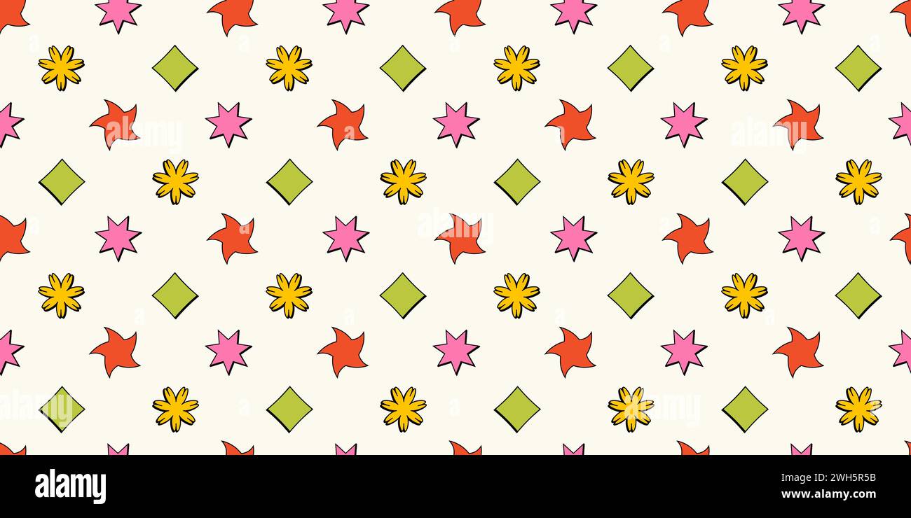 Geometric brutalist shapes seamless pattern. Brutal figure in trendy ...