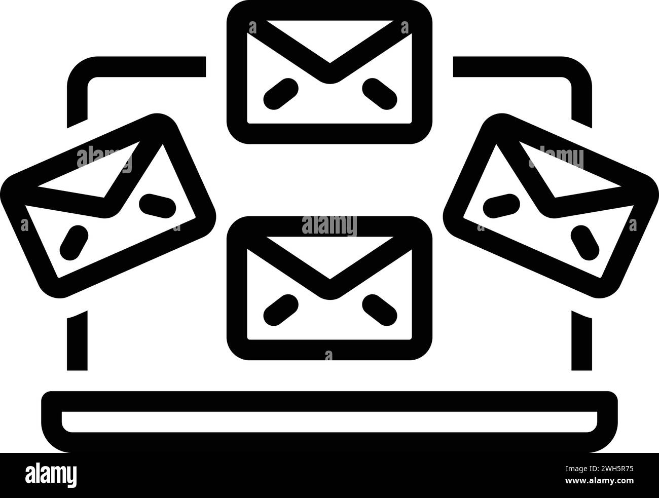 Envelope email icon inbox message Black and White Stock Photos & Images ...