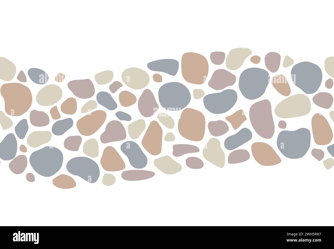 Smooth pebble stone seamless pattern. Gravel cobblestone texture background. Garden walkway ...
