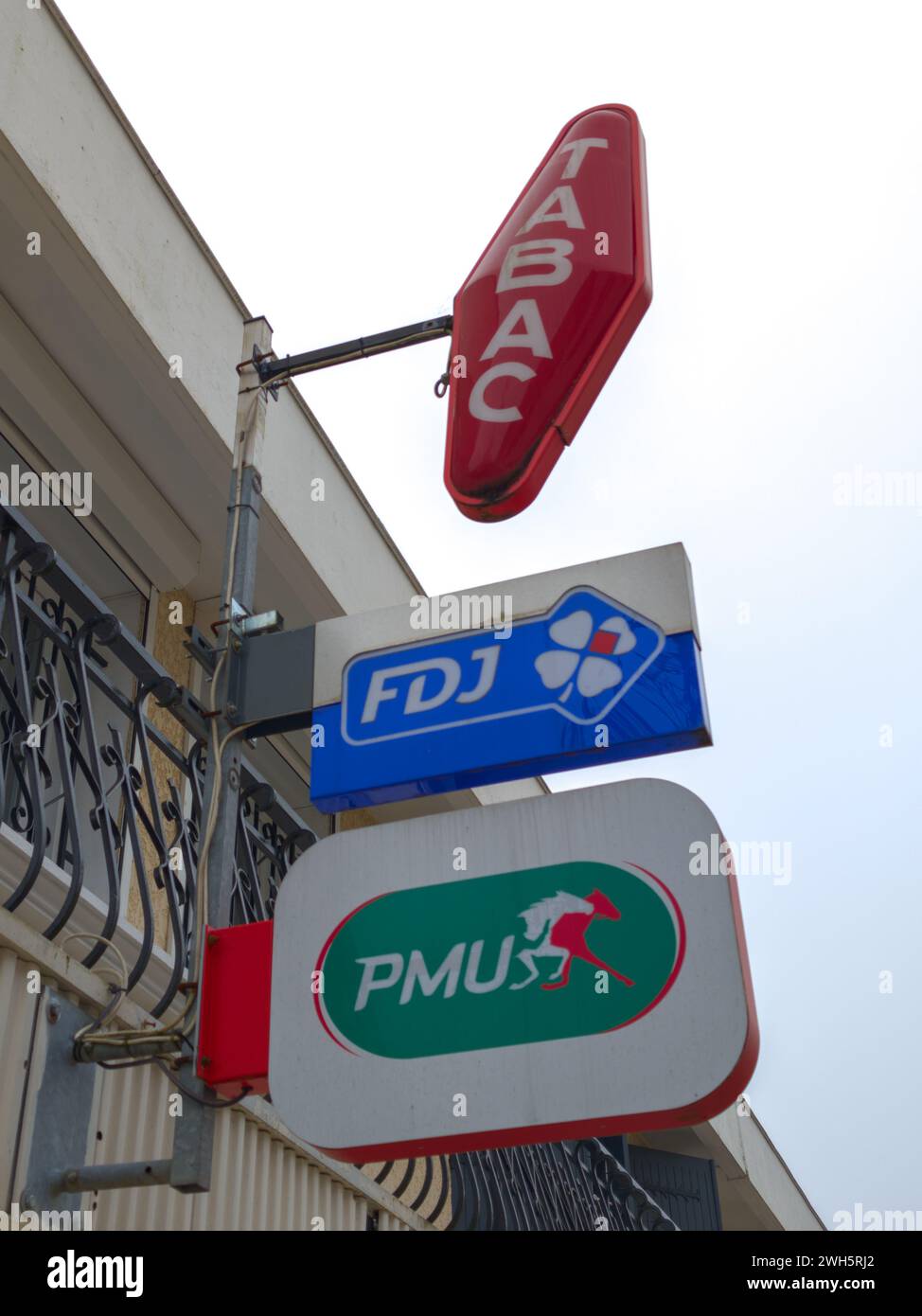 Bordeaux , France - 02 05 2024 : fdj tabac shop sign and logo of pmu ...