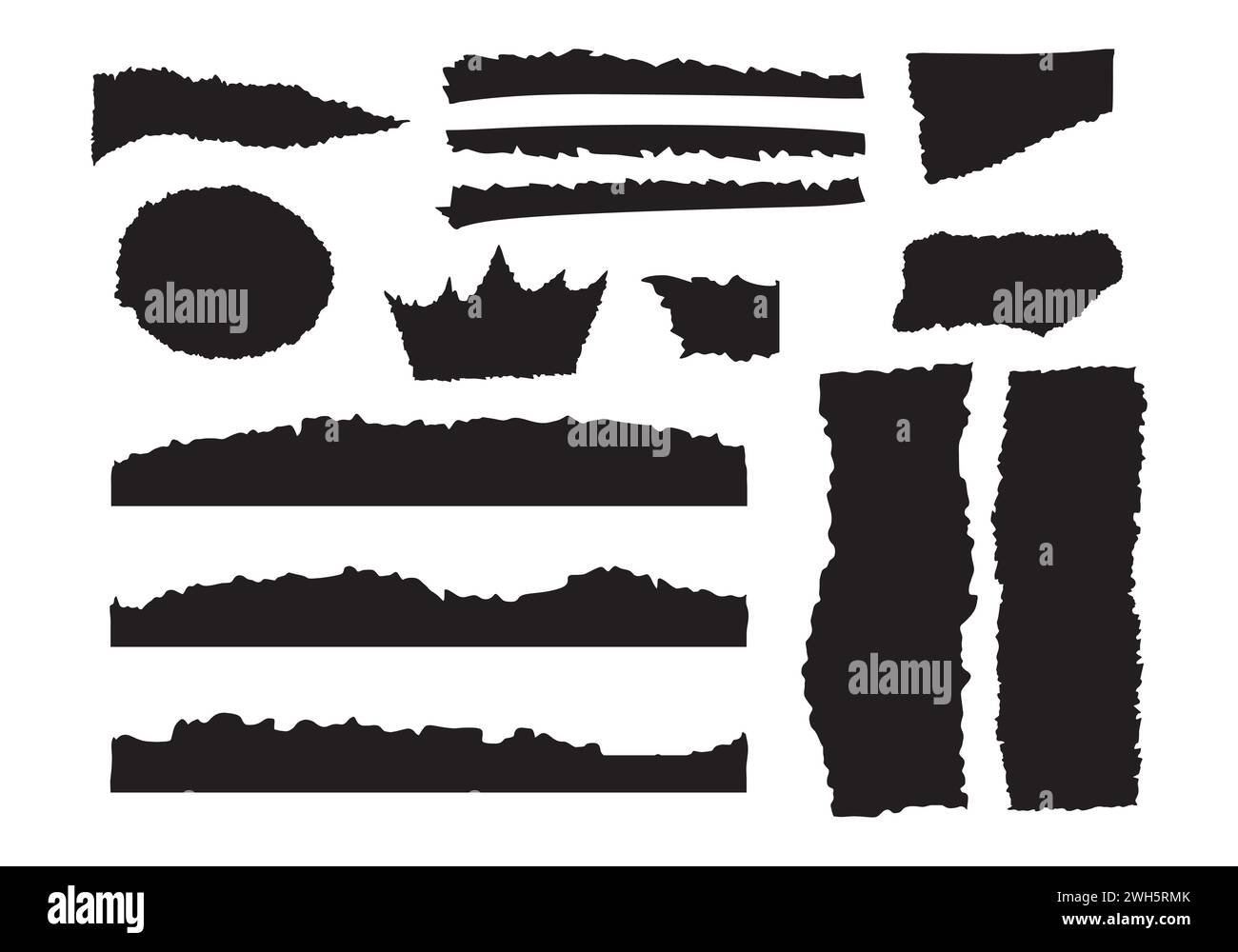 Ripped and cutout paper, jagged trip sticker piece. Black shape with ...