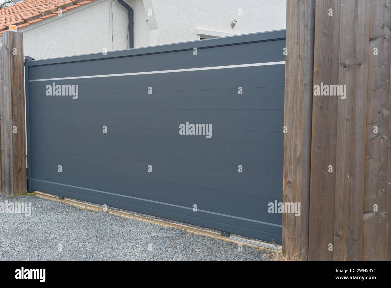 modern gray slide gate aluminum portal outdoor suburbs door slide ...