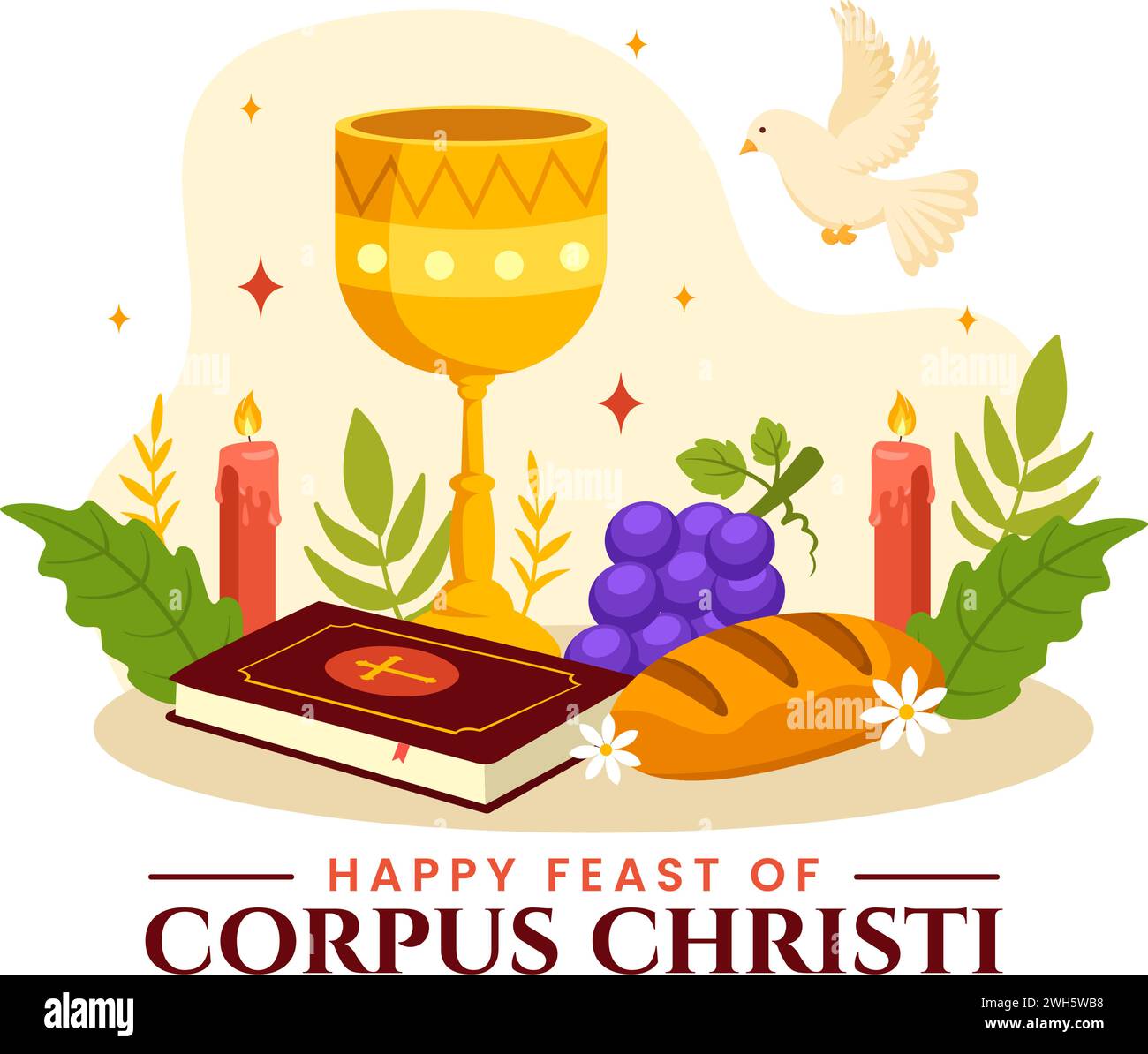 Corpus Christi Catholic Religious Vector Illustration with Feast Day ...